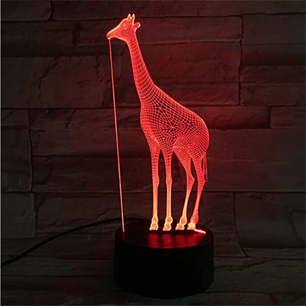 3D Giraffe Illusion Lamp 7 Colors Change LED Optical Visual Night ...