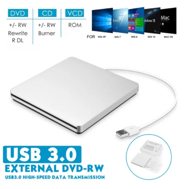 Usb Slot Load Drive External Dvd Player Cd/dvd Rw Burner Writer ...