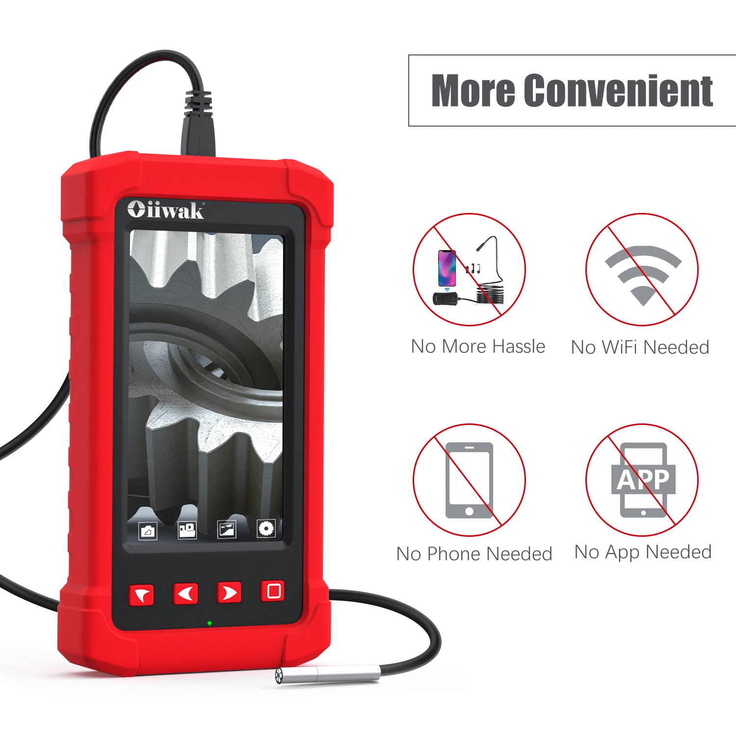 Oiiwak Industrial Endoscope 1080P HD Borescope 4.3'' Screen Inspection ...