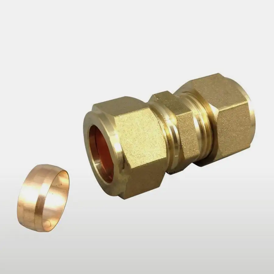 Fit 6mm Tube OD Brass Compression Union Fitting With Copper Ferrule ...