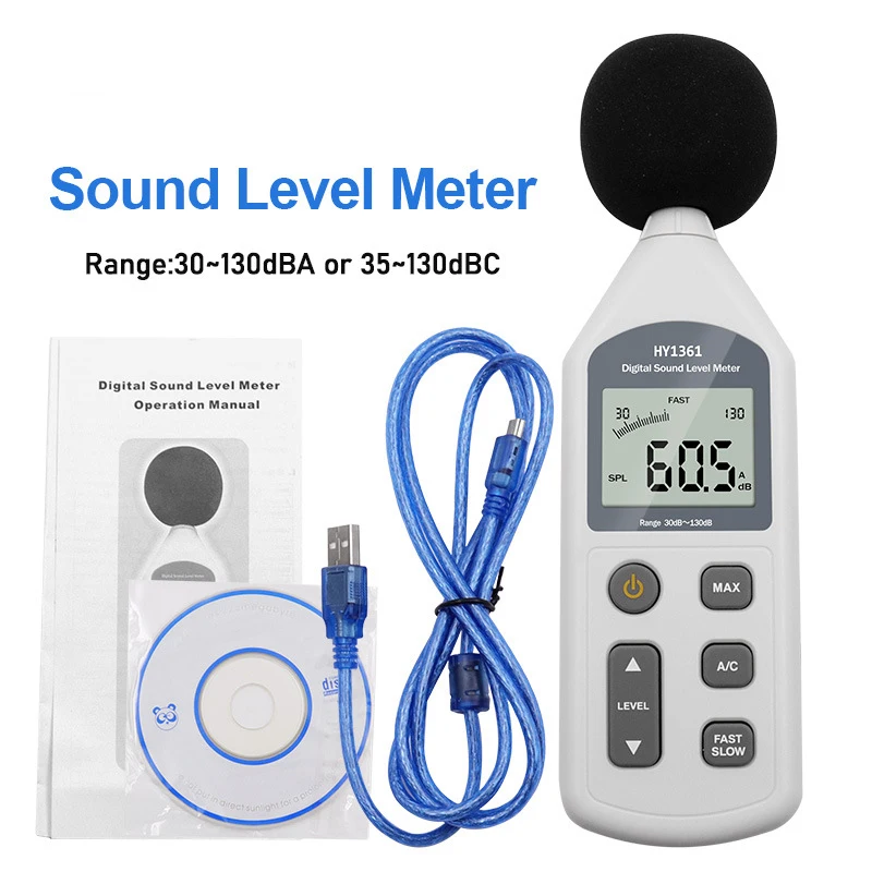 Hy1361 Sound Level Meter 30-130db Decibel Meter Volume Measurement Usb ...