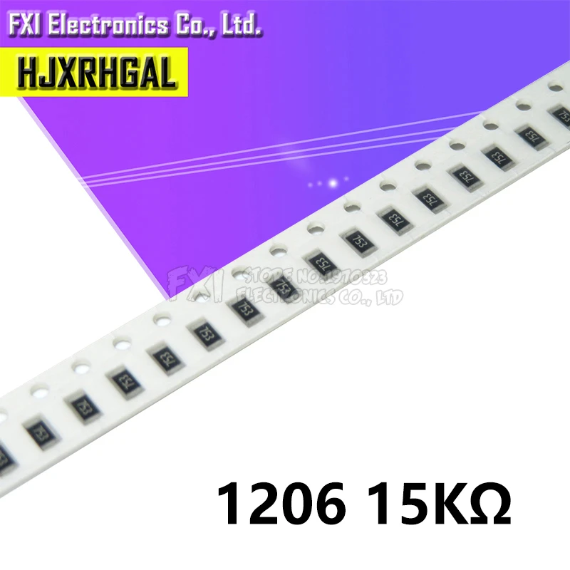 100PCS 1206 SMD Resistor 15K ohm chip resistor 0.25W 1/4W 153 new ...
