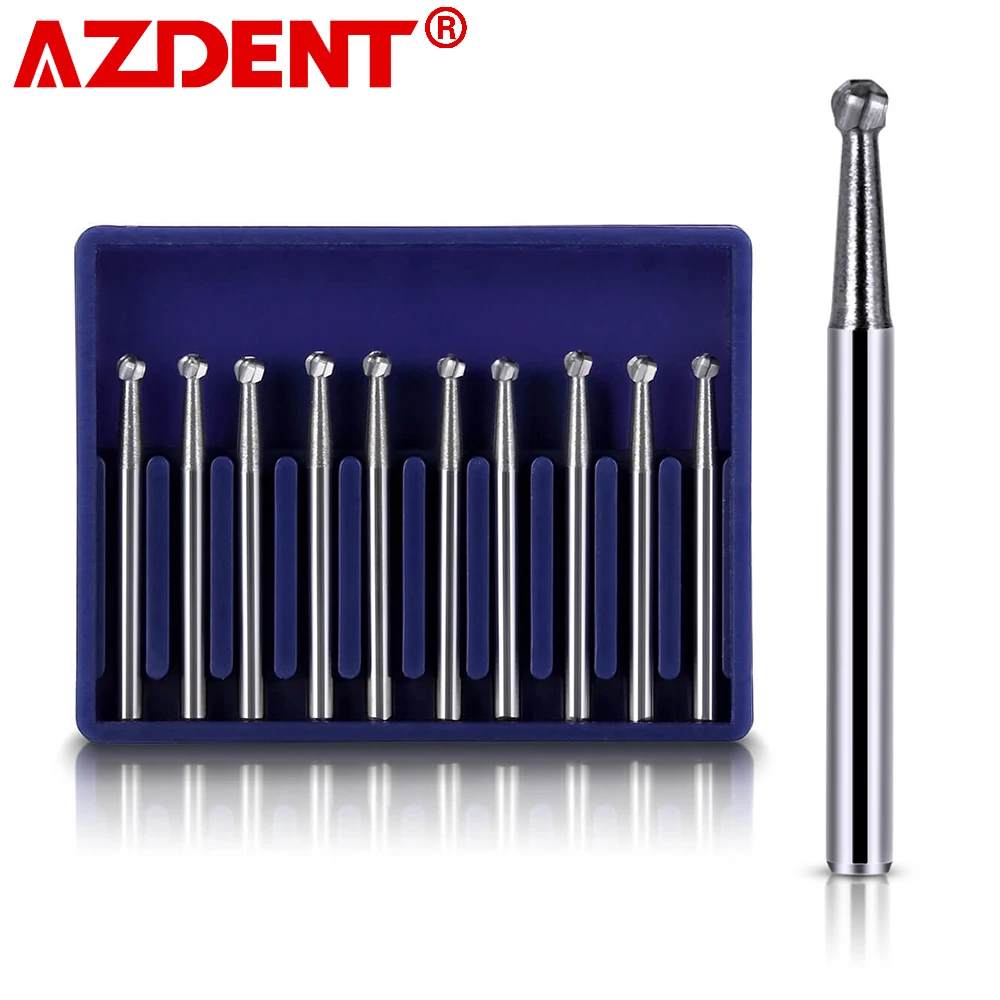 AZDENT Dental Tungsten Carbide Bur Drill FG 1/2/3/4/5 Round 1.6mm for ...