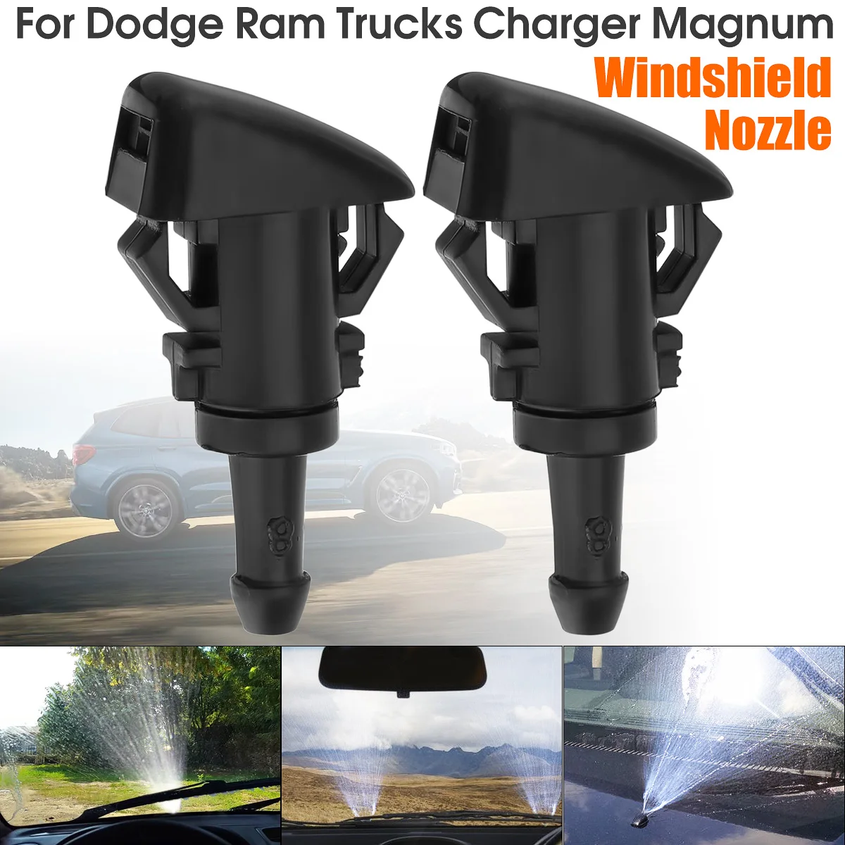 2Pcs Car Windshield Washer Wiper Water Spray Nozzle 47186 for Chrysler ...