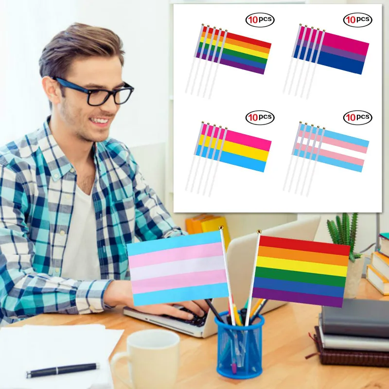 Pride-Flags-Flagpoles-Lgbt-Hand-Small-Rainbow-Flag-Waving-Flying-Gay ...