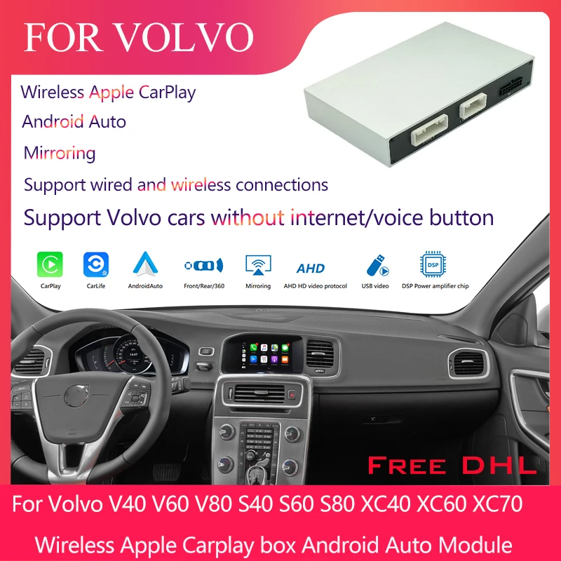 Wireless Apple Carplay Car AI Box Android Auto Module For Volvo XC60 ...