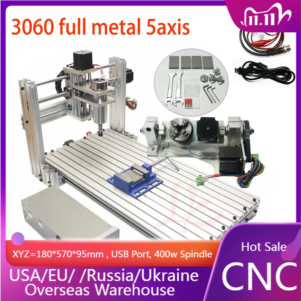 เต็มรูปแบบโลหะ CNC 3060 5แกน CNC เครื่องกัด5แกนเครื่อง DIY CNC Engraving เครื่อง Mini CNC Router ...