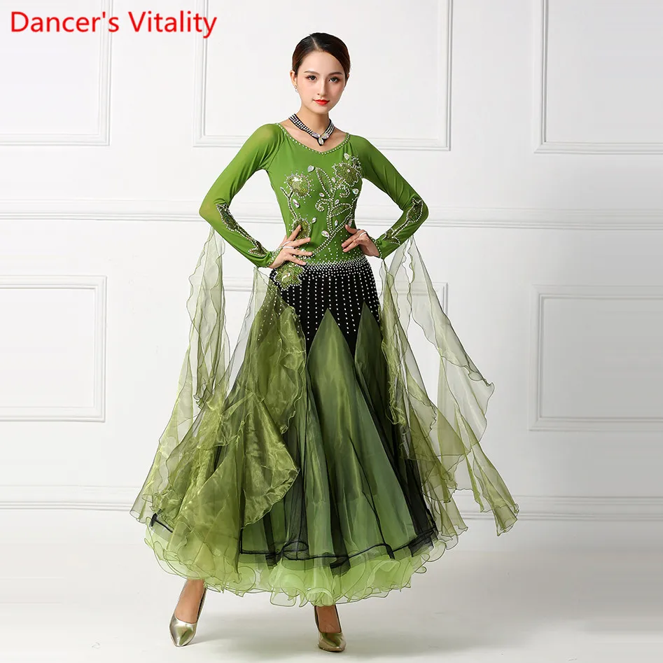 National Standard Dance Competition Outfits Women Slap up Diamond ...