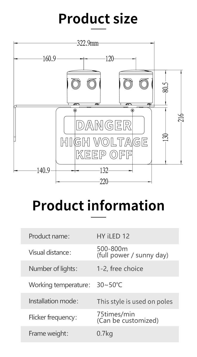 Solar warning light pole support obstruction light street light warning ...