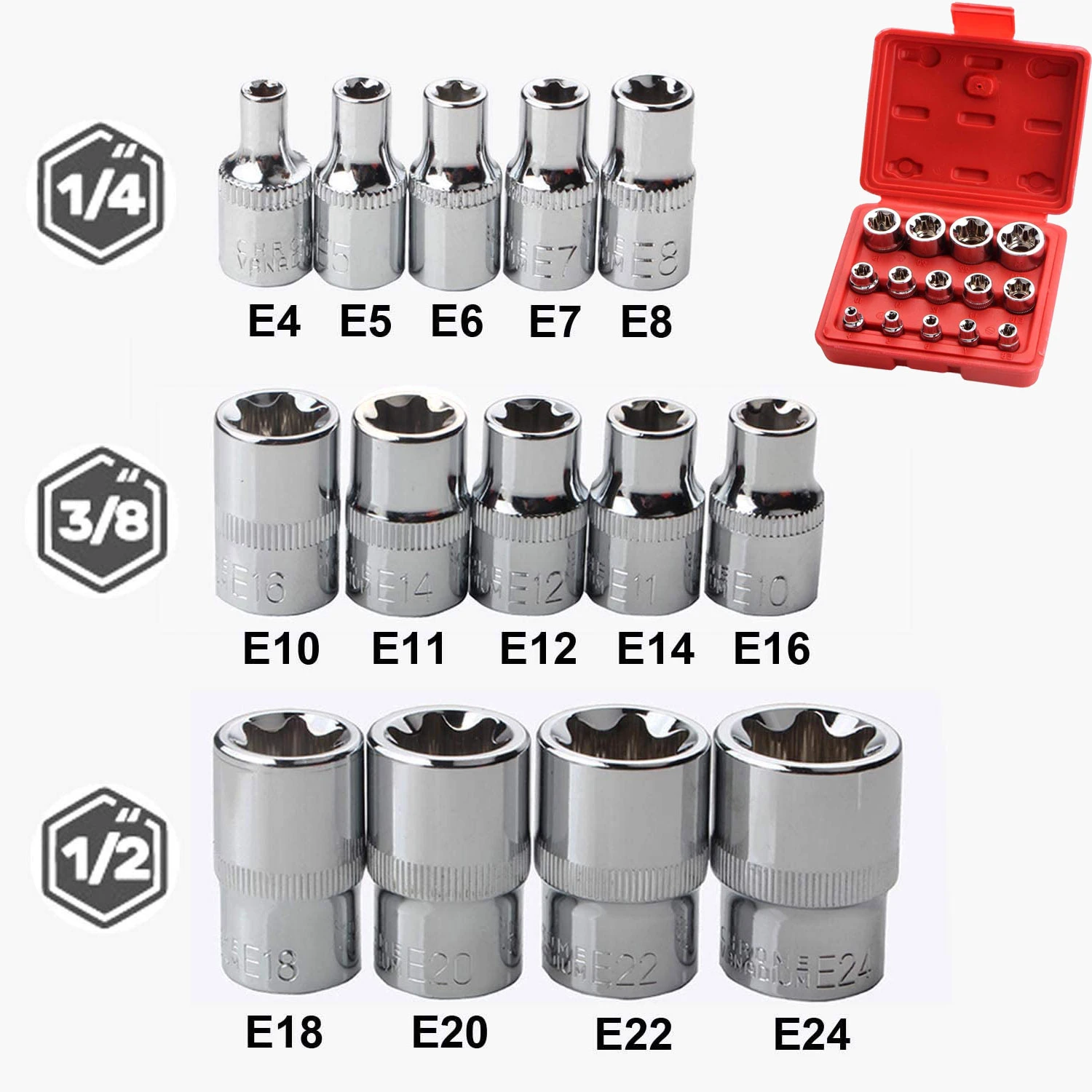 12PCS E Torx S Set E4-E20 1/4“ ; D F T Star S T ￡2.40 thenationalherald.com
