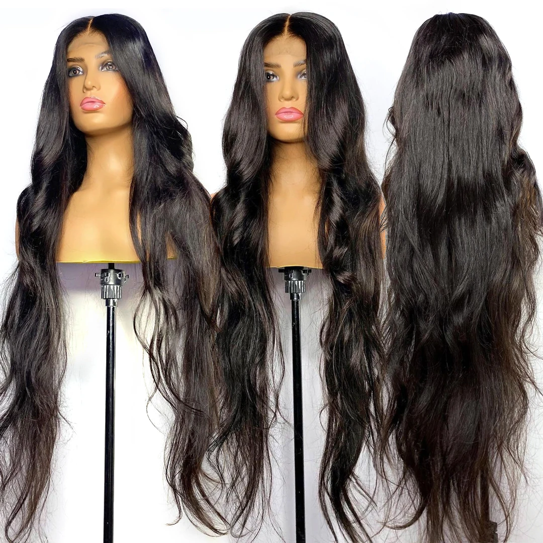 Perruque Body Wave brésilienne naturelle, cheveux humains, 13x4, 13x6 ...