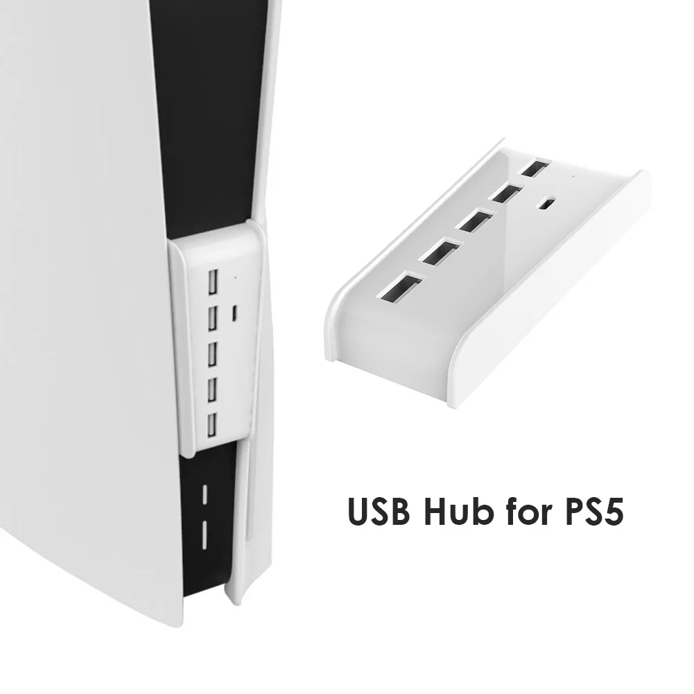 Concentrador de red USB 6 en 1 para PS5, expansor con 5 puertos USB A + 1 C para consola PS 5 ...