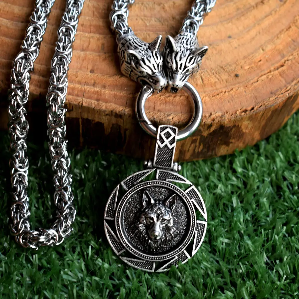 Collar de lobo vikingo de cadena de acero inoxidable|Collares de cadena ...
