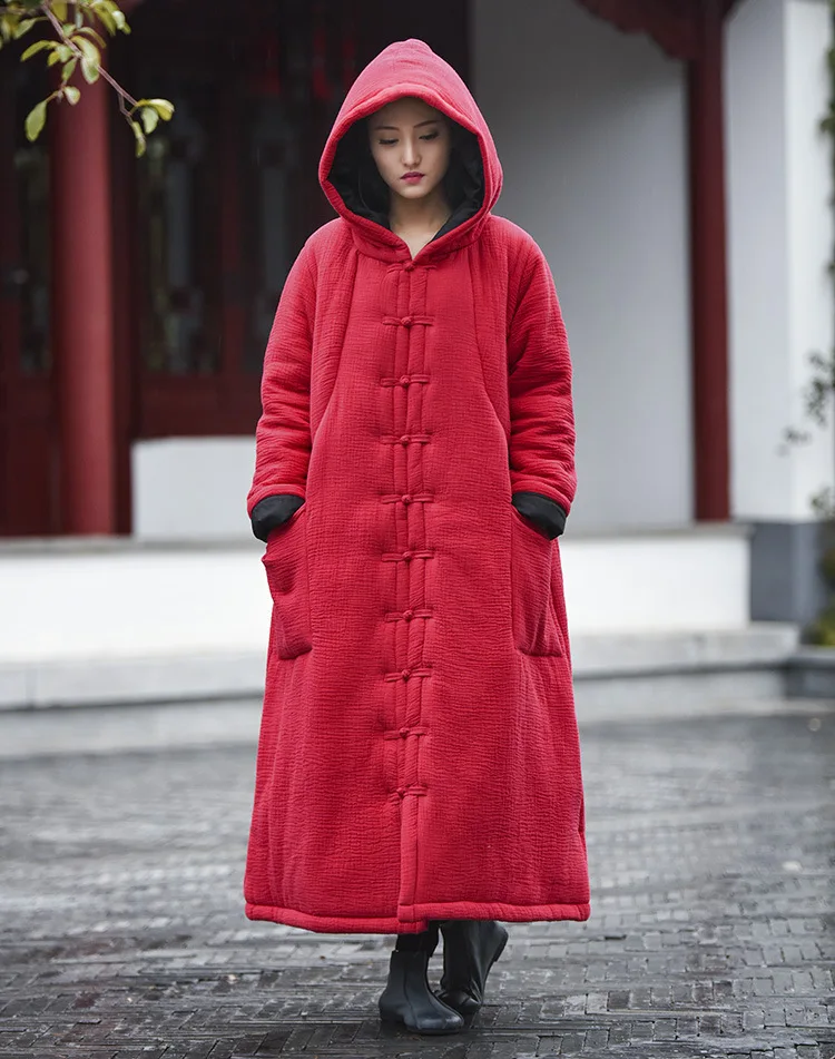 women-s-new-winter-robe-hooded-Vintage-double-layer-wrinkled-warm ...