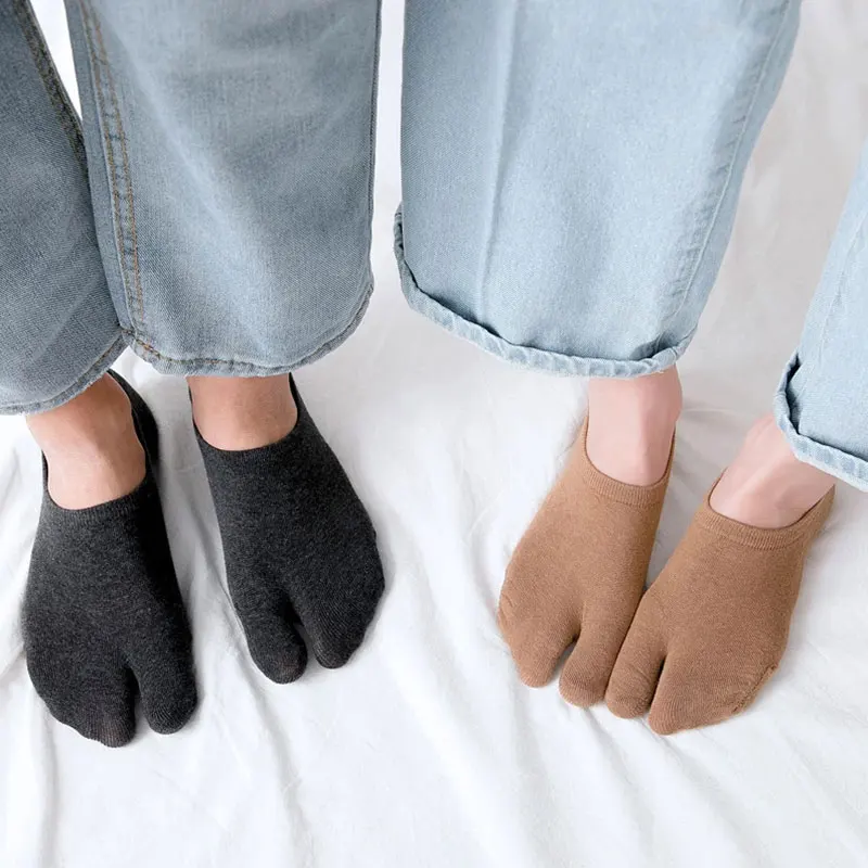 Two-Finger-Socks-Japanese-Style-Cotton-Couple-Socks-Breathable-Two-Toe ...