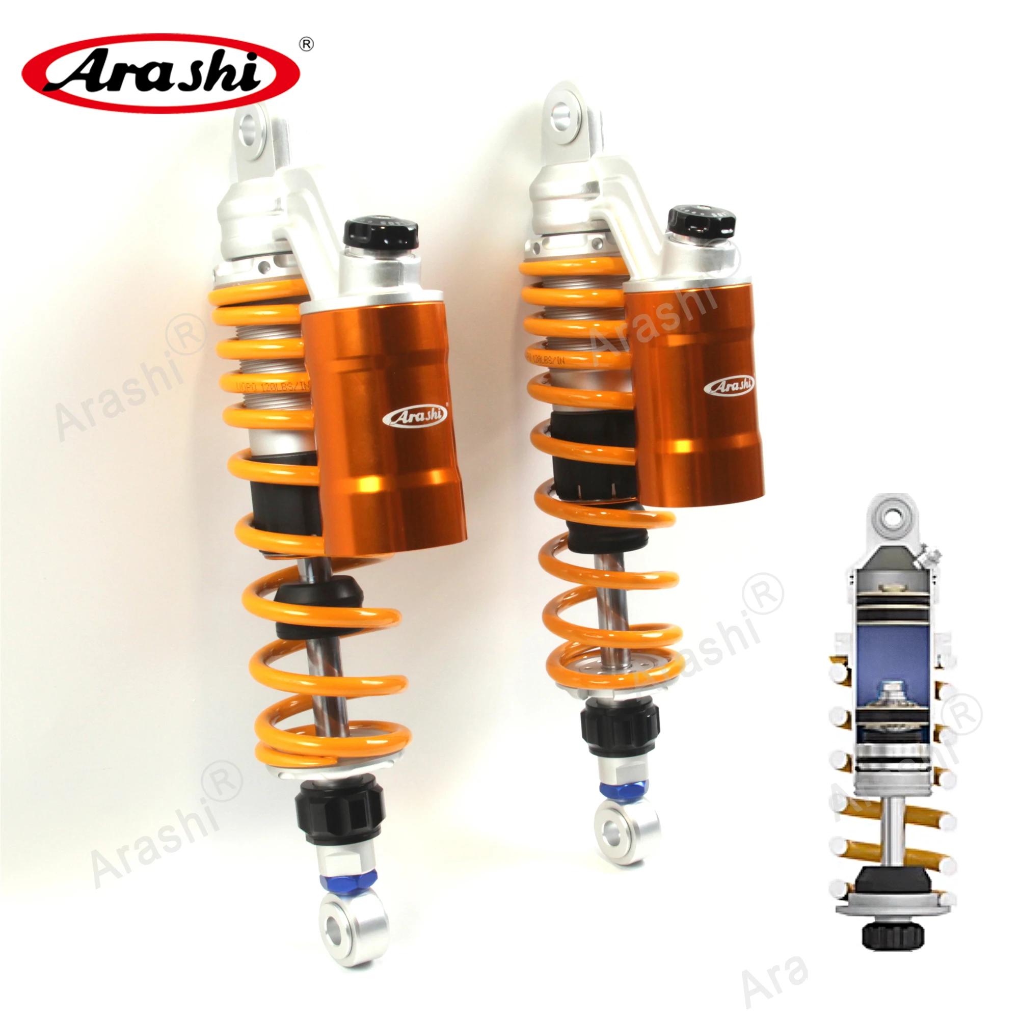ARASHI-XJR400-330mm-13-Suspension-Adjustable-Nitrogen-Charged-Rear ...