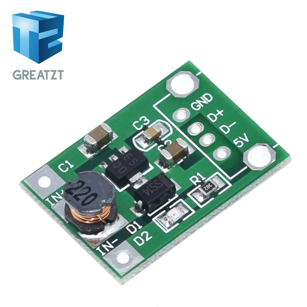 Greatzt 1 peças 600ma DC-DC mini step up módulo de potência 1-5v a 5v ...