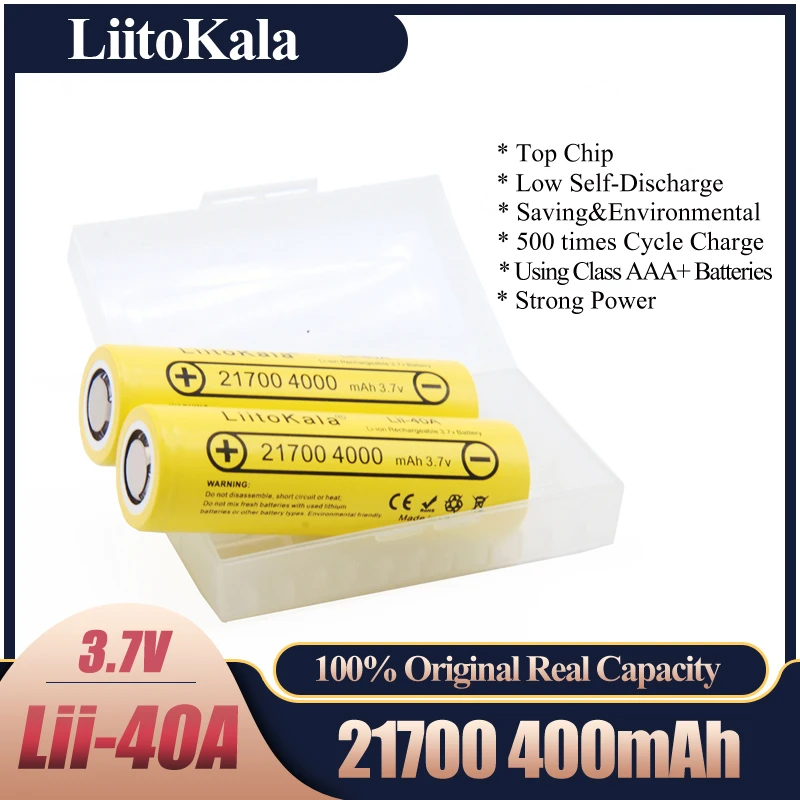 2020 LiitoKala Lii-40A 21700 4000mAh Li-Ni Battery 3.7V 40A for High ...