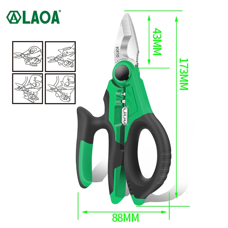 LAOA 6/7Inch Electrician Scissors Stainlesse1.5-4mm² Wire Cutter Stripping Professional Cable ...