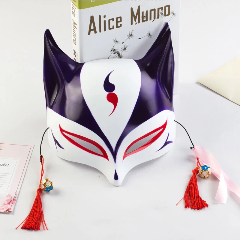 Anime Kabuki Kitsune Fox Half Face Rave Cosplay Mask - AllCosplay.com