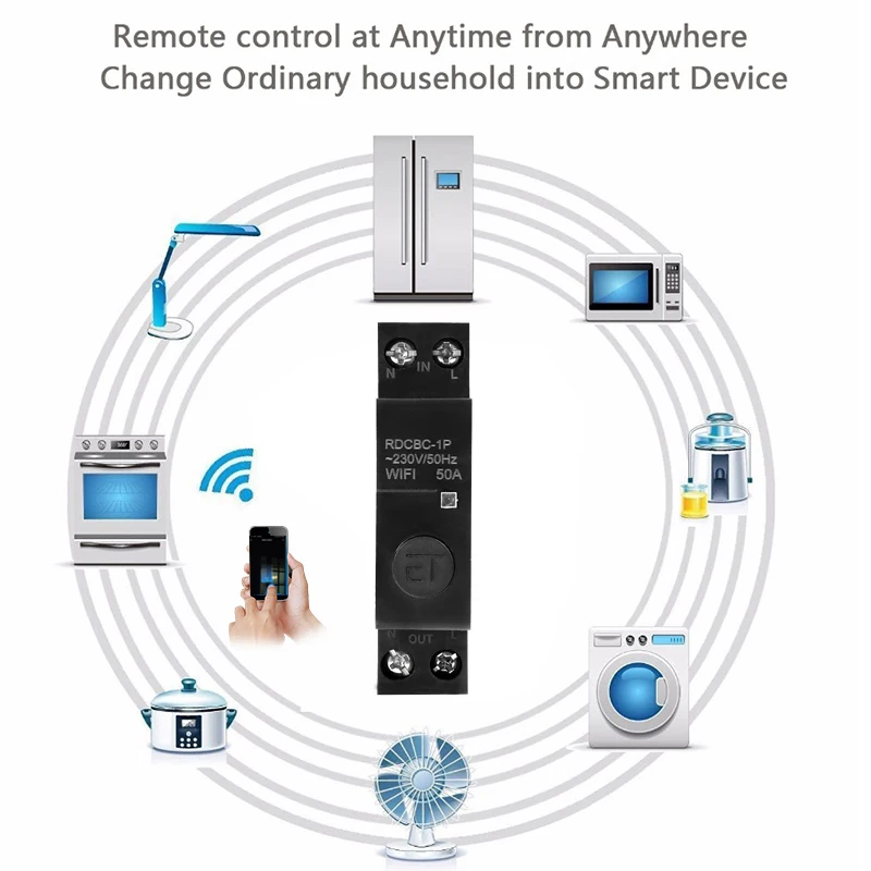 Smart Life(tuya) app 1P 18mm WiFi Smart Circuit Breaker Switch with ...