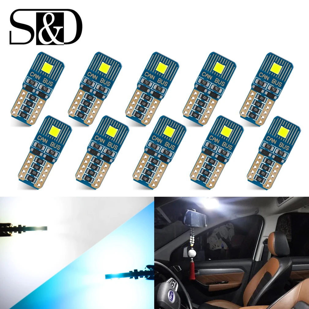 T10 LED 자동차 조명, 168 194 501 WY5W W5W LED 전구, 자동차 인테리어 돔 맵 도어 예의 번호판 조명, 화이트, 10 개|시그널 램프 ...