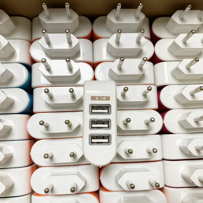 Noir---Adaptateur multiprise usb 3.1A, 3 Ports, prise ue, Mini chargeur ...