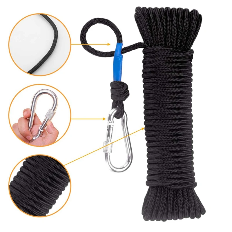 Fishing Magnet Rope 20 Meters, Heavy Rope with Safe Lock,Diameter 8Mm ...