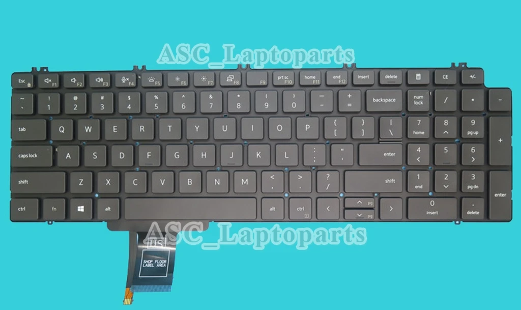 New US QWERTY Keyboard for DELL Precision 7550 7750 Gray Black, with ...