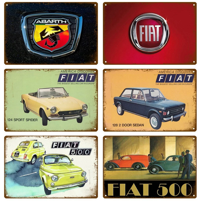 Fiat Abarth Car Accessories Retro Metal Sign Tin Sign Plaque Metal Wall ...