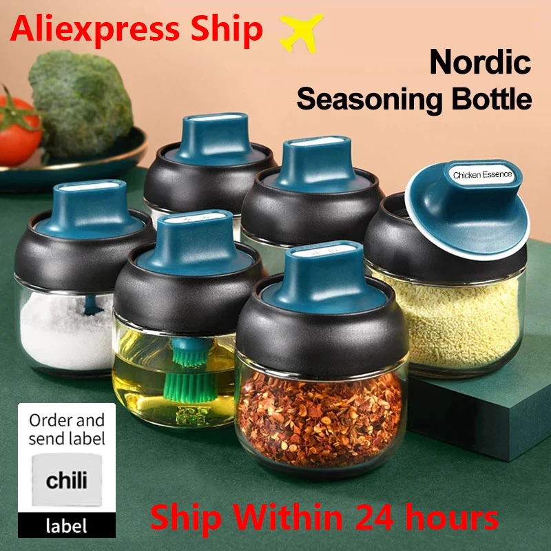 Kitchen Glass Seasoning Jar With Lid Salt And Pepper Shakers Set ...