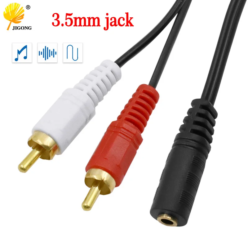 Universal 3.5mm Stereo Audio Female Jack To 2 Rca Male Socket To ...