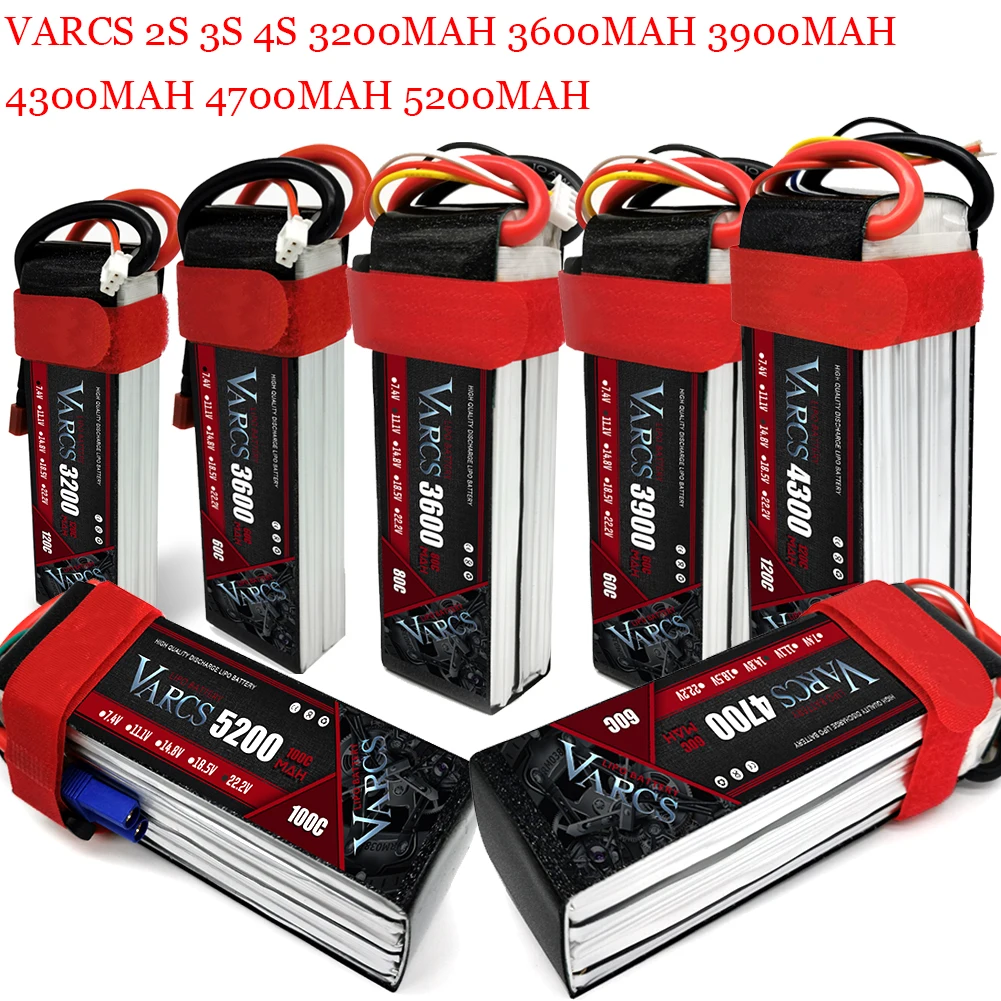 VARCS Lipo 배터리, 2S 3S 4S 6S 3200MAH 3600MAH 3900MAH 4300MAH 4700MAH ...