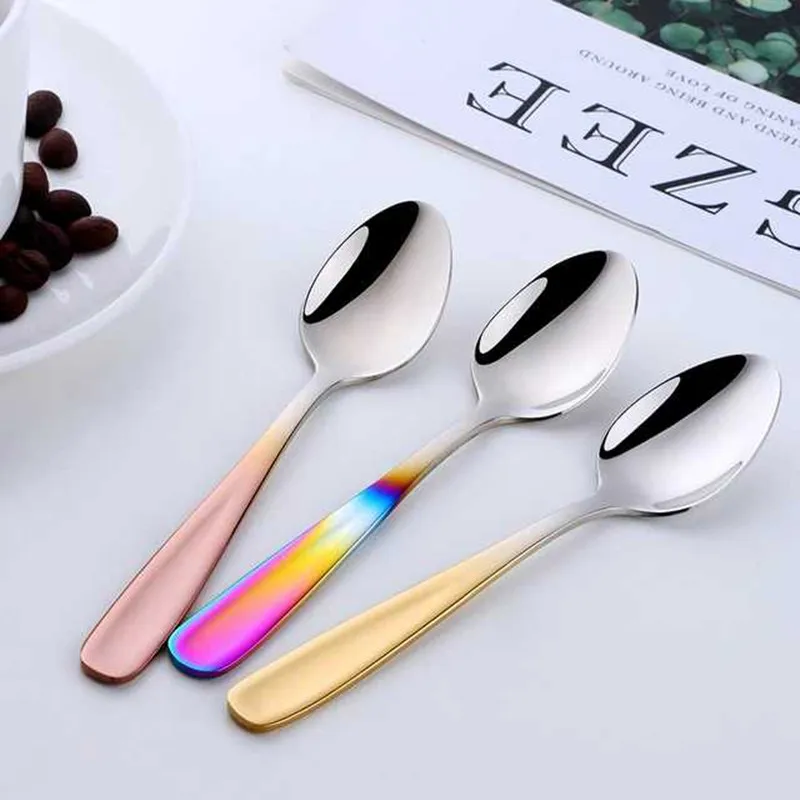 1PC Luxury Stainless Steel Mini Spoon Set Ice Cream Fruit Dessert Spoon ...
