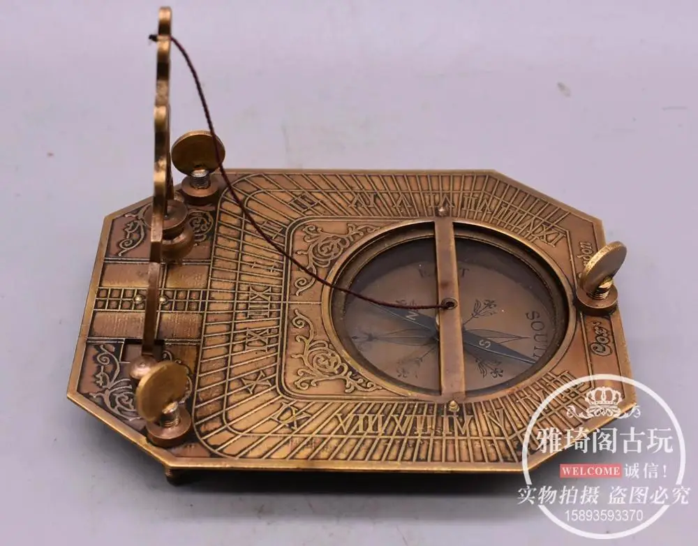 Antique Brass Sailor Sun Dial Compass Box with Solid Brass Telescope ...