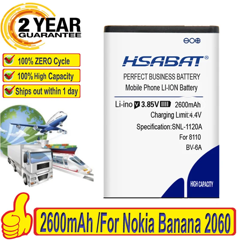 100-Original-HSABAT-2600mAh-BV-6A-Battery-For-Nokia-Banana-2060-3060 ...