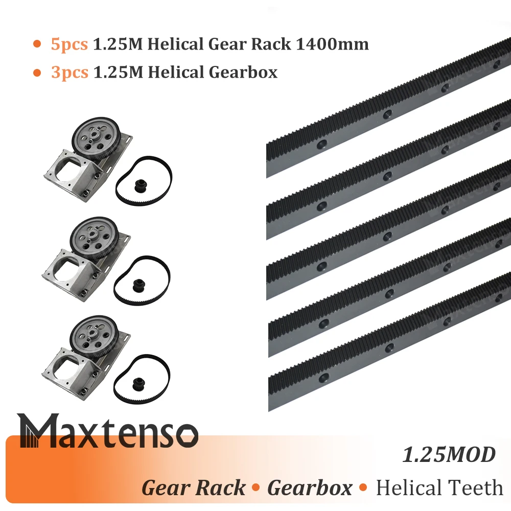 MAXTENSO 5pc 1.25 mod helical rack 1400mm 3pc 1.25moudule helical short ...