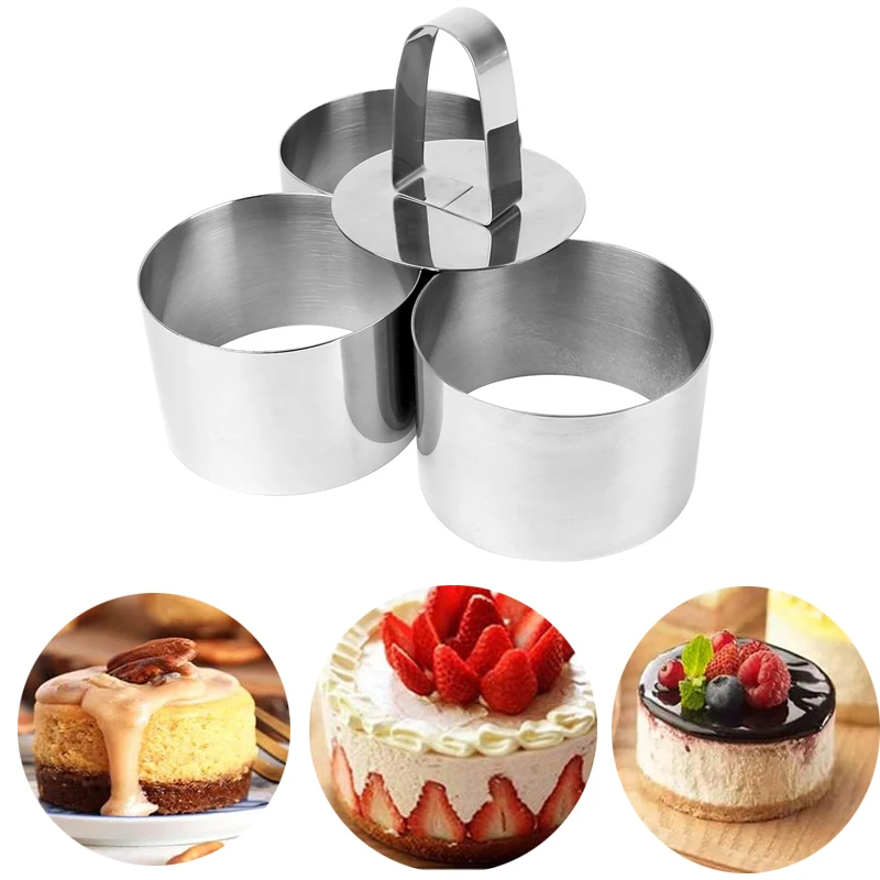 4 Piece Round Stainless Steel Mousse Cake Mold Baking Tools-Making Cake ...