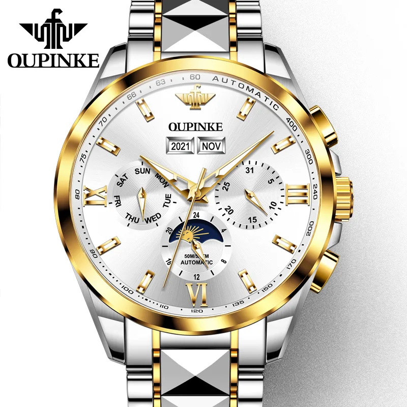 OUPINKE Watch for Men Automatic Mechanical Watch Waterproof Sapphire ...