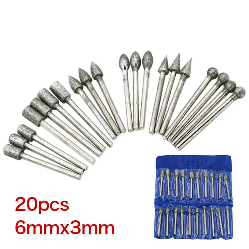 20Pcs-Dremel-Accessories-Diamond-Grinding-Heads-Mini-Drill-Burrs-Bit ...