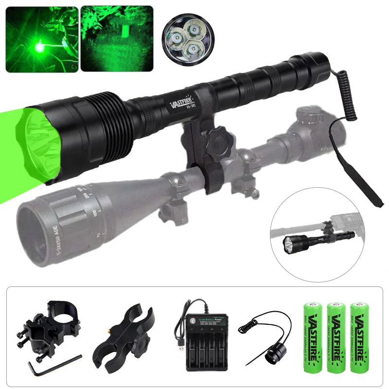 500yards Red Green Led Flashlight Hunting Pig Hog Light Air Rifle Torch ...