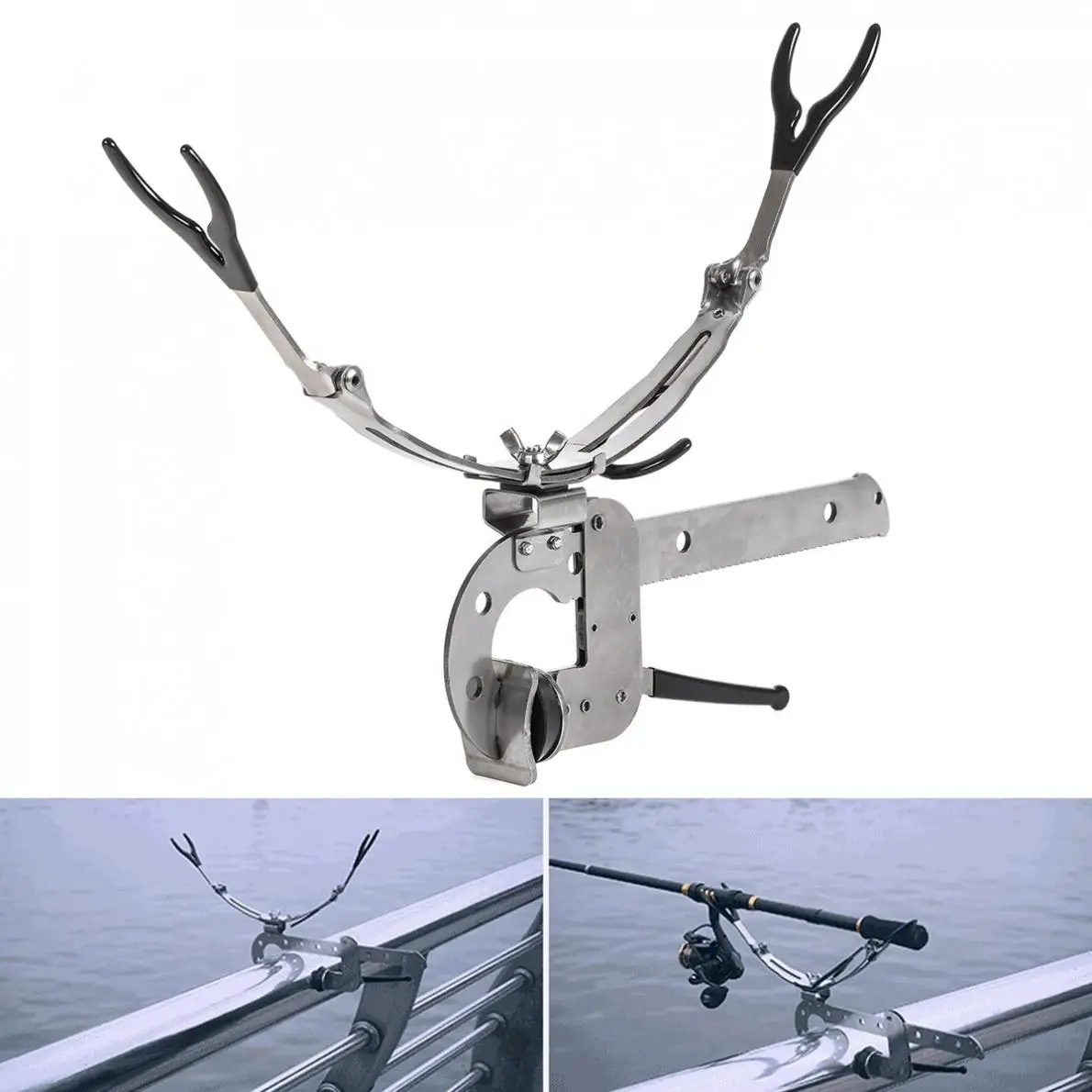 Foldable Fishing Rod Stainless Steel Stand Claw Shape Clamp Holder For ...