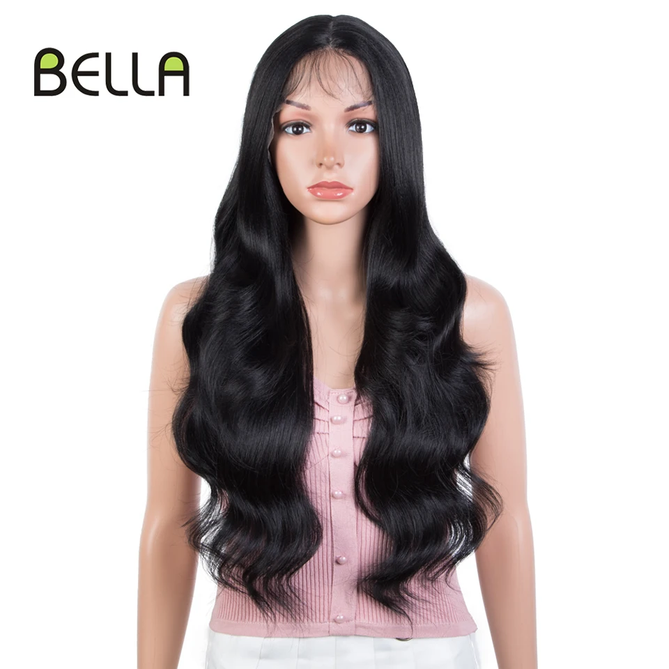 Bella-Wavy-Lace-Front-Wigs-Synthetic-With-Baby-Hair-Body-Wave-Ombre ...