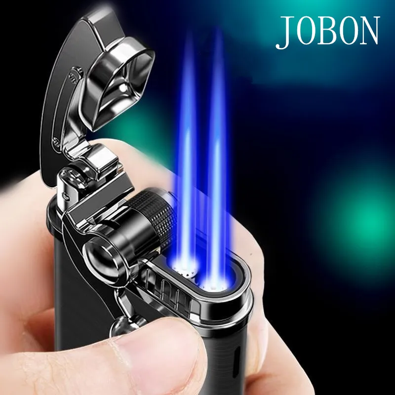 Jobon Mini Double Torch Jet Lighter Windproof Blue Flame Metal Portable ...