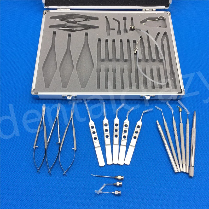 21pcs Cataract Set Eye Micro Tweezers Scissors Needle Holder Ophthalmic ...