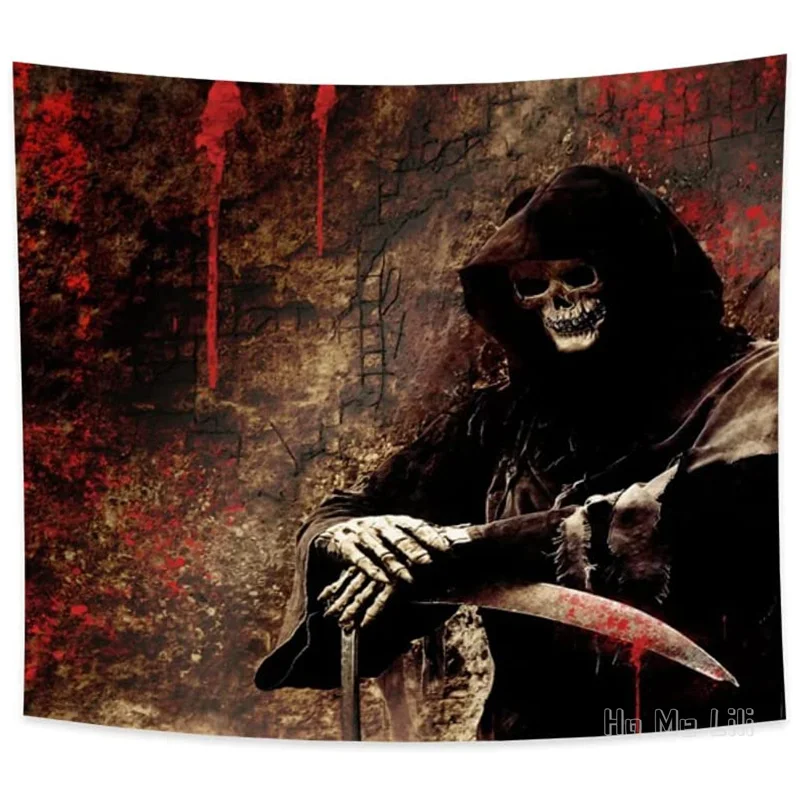 Wizard Dead Grim Reaper Sickle Skeleton Retro Blood Hippie Scared By Ho ...