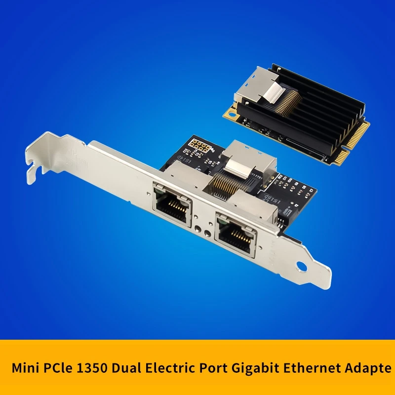 Dual RJ45 Network Card MiNi PCIe Gigabit Ethernet Adapter for I350 ...