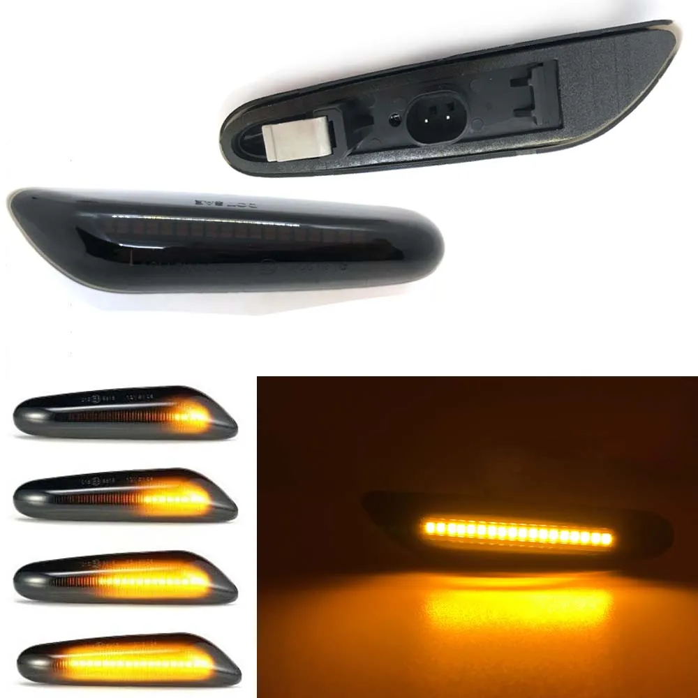 2Piece-Smoke-Lens-Dynamic-Flowing-LED-Turn-Signal-Blinker-Side-Marker ...