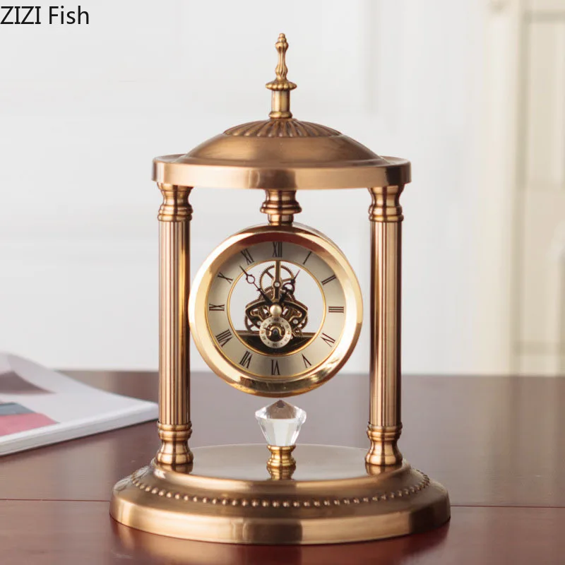 Mechanical-Gear-Golden-Table-Clock-Silent-Sweep-Needle-Clocks-Living ...