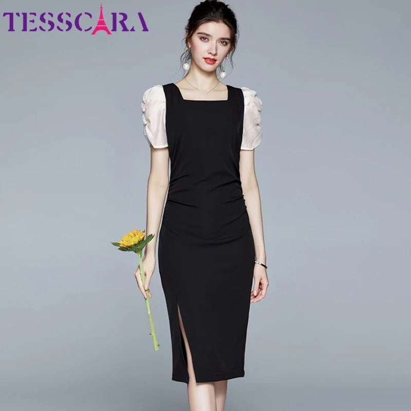 TESSCARA Women Summer Elegant Pencil Dress Festa High Quality Office ...